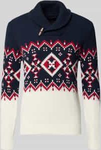Mc Neal Slim Fit Strickpullover aus Baumwoll-Mix mit Troyer-Kragen