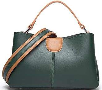 Generic Sac &agrave; main en cuir avec poign&eacute;e sup&eacute;rieure pour femme, sac &agrave; main bicolore, sac &agrave; bandouli&egrave;re moyen, sac fourre-tout pour femme, Vert, Medium