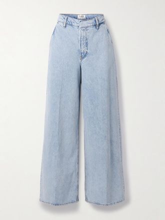 Frame Denim The Wide Trouser Hoch Sitzende Jeans Mit Weitem Bein Aus Bio-denim - Blau