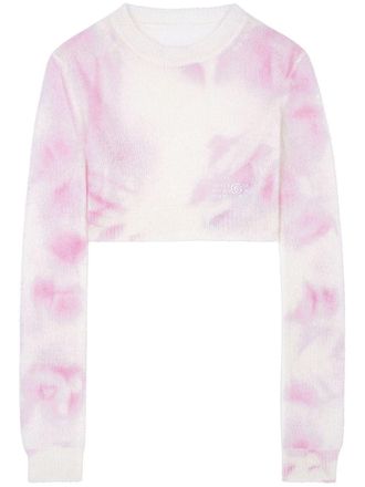 Maison Margiela pull crop à motif tie dye - Rose