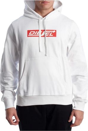 Diesel Homme, Sweatshirts et sweats &agrave; capuche, Blanc, Taille: XL Graphic Logo Sweat &agrave; capuche