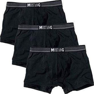 Mustang Jeans Shorts Retro Shorts 3 Pack, Boxer, Pantalon, True Denim, S-XL: Colour: Black/Black/Black | Size: Large