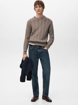 Mango Pull-over maille structure gris vison - Homme - XXL - MANGO MAN