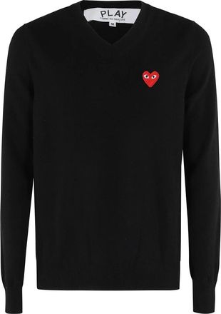 Comme Des Gar&ccedil;ons Homme, Pulls, Noir, Taille: M Pull col V Coeur Rouge