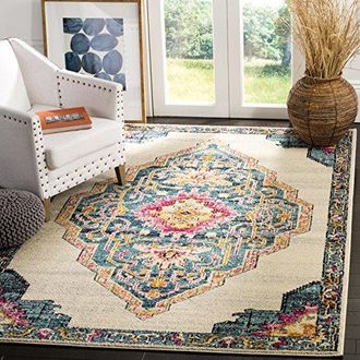 Safavieh Boho Teppich für Wohnzimmer, Esszimmer, Schlafzimmer - Monaco Collection, Kurzer Flor, Multi, 155 X 231 cm