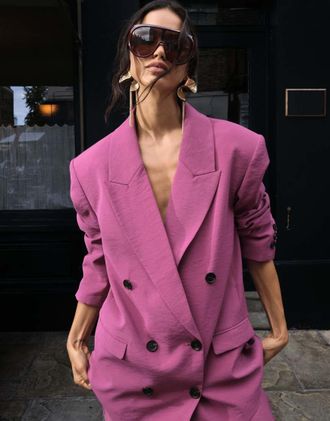 Asos blazer de costume ajust&eacute; crois&eacute; souple violet