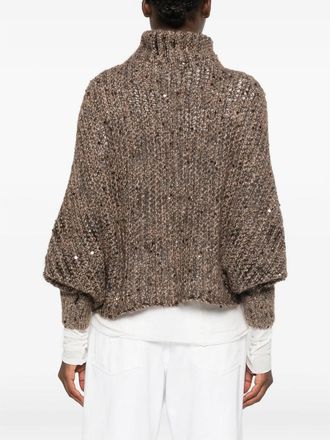 PANICALE Chunky Knit Alpaca Blend Sweater - Brown
