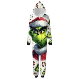 Generic Le Grinch Pyjama Noel Famille De Grinch Deguisement Hiver Bebe The Chaud Et Doux Ensembles Vetement Coton Garcon Pull Assorti Femme Ensemble Costume E
