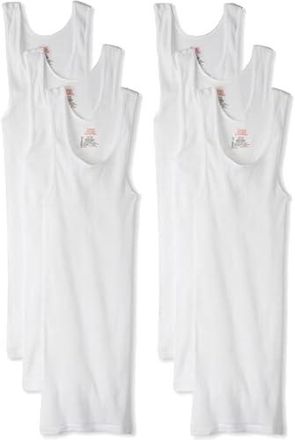 Hanes Lot de 6 d&eacute;bardeurs c&ocirc;tel&eacute;s en coton anti-humidit&eacute; pour homme, Blanc (lot de 6 chemises), XX-Large