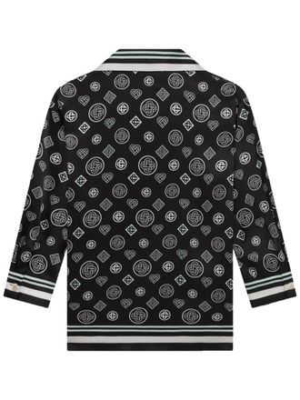 Casablanca Monogram Silk Pajama Shirt - Black