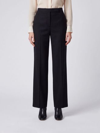 Max Mara Pantalon droit &agrave; taille haute en lin et soie