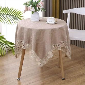 Generic Kleine quadratische Tischdecke mit Makramee-Muster, waschbar, braun, 80 x 80 cm, ideal f&uuml;r Esszimmer, Hochzeiten, Feiern und als Dekoration f&uuml;r Zuhaus