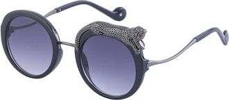 Generic Lunettes de soleil rondes pour femme Motif léopard, C2 Gun Doublegrey, Taille unique