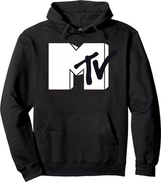 Giesswein Wei&szlig;e F&uuml;llung mit schwarzer Tinte, MTV-Logo Pullover Hoodie