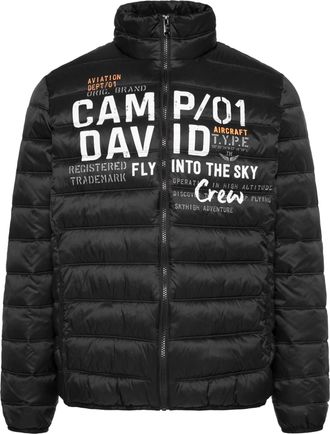 Camp David Herren Leichte Steppjacke mit Logo Print Black, Xxxl