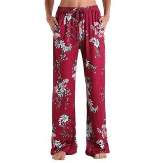 Generic Bas de Pyjama Femme Long Pantalon de Pyjama &agrave; Carreaux Pantalon de Nuit Confortable Pantalon de Loisirs avec Taille &eacute;lastique Ample Pas Cher Nightwear