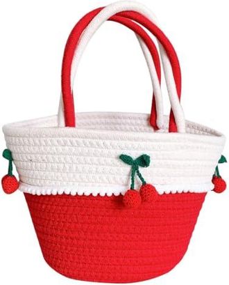 BESTONZON Paquet &agrave; Main Tiss&eacute; &agrave; la Main en Corde de Coton Paquet de Plage d&Eacute;t&eacute; L&eacute;ger pour Femme Pochette Ext&eacute;rieure Pratique pour Vacances et Sorties Quotidienn