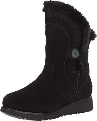 Skechers Femme Keepsakes Wedge-Cozy Peak-Mid Apex Boot with Lazer Cut Outs Botte mi-Mollet, Noir, 36 EU