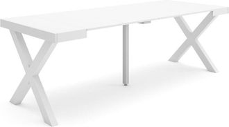Skraut Home Ausziehbarertisch, Multifunktionaler ausziehbarer, 220, F&uuml;r 10 G&auml;ste, Massivholz Beine, Moderner Stil, Wei&szlig; - Skraut Home