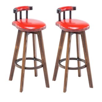 Generic Drehbare Barhocker, 2er-Set, 82,9 cm hohe, gepolsterte St&uuml;hle mit PU-Lederbezug und Holzbeinen f&uuml;r K&uuml;cheninseln, einfache Montage