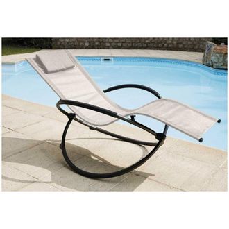 HOME MAISON Homemaison - Transat de jardin en acier - pliable - &eacute;cru - elypse
