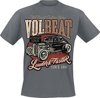 Volbeat Louder and Faster Homme T-Shirt Manches Courtes Gris S 100% Coton Regular/Coupe Standard