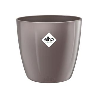 ELHO Brussels Diamond Rund 22 - Blumentopf für Innen - 100% recyceltem Plastik - Ø 22.4 x H 20.1 cm - Grau/Oyster Pearl