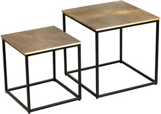 Altobuy XANDRA - Lot de 2 Tables Gigognes Effet Laiton Vielli