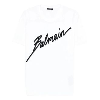 Balmain Lettre Flocked T-shirt - - Tops - Herren - Wei&szlig; - XL