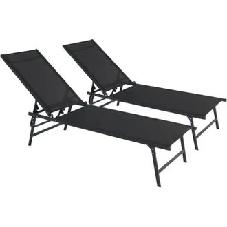 Habitat et Jardin 2er-Set Sonnenliegen Sublima aus Metall - 180 x 54 x 104 cm - Schwarz