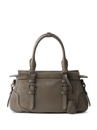Prada grand sac &agrave; main en cuir - Gris