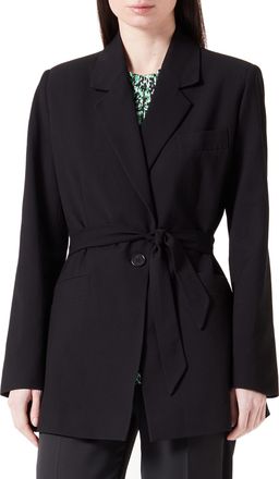 A|X Armani Exchange Damen Tailleng&uuml;rtel hinten, Innen-Allover-Logo-Druck, Vordertaschen. Blazer, Black, 4