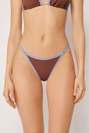 Calzedonia Thong-bikini Mit Kontrastpaspel Blau
