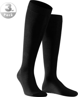 Falke Herren Kniestrümpfe schwarz Baumwolle & Mix unifarben