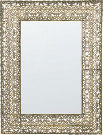 Beliani Beliani - Miroir Mural Rectangulaire Grand Format en Métal Doré Ajouré de Style Oriental Idéal Pour Décorer Salon Moderne ou Glamour