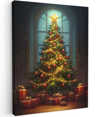 MuchoWow &copy; Weihnachtsdeko Bilder 30x40 cm Wohnzimmer Deko Modern Wandbild auf Leinwand Weihnachtsgeschenke Bild Schlafzimmer Room Decor Geschenke Weihnachtsbau