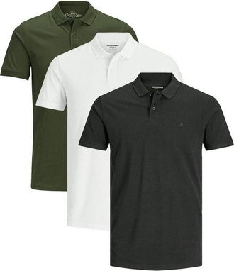 Jack & Jones Poloshirt 3er Pack Basic (Spar-Set, 3-tlg) Poloshirt - Baumwolle - Atmungsaktiv - Mit Knopfleiste