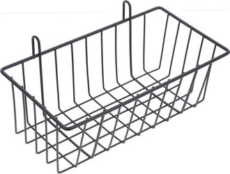 PartyKindom Drahtkorb Aus Robustem Eisen Hängend Für Badezimmer Und Küche Mittlere Größe Schwarzer Wandkorb Zur Platzsparenden Aufbewahrung