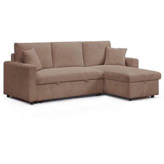 Menzzo Canap&eacute; dangle convertible avec coffre de rangement r&eacute;versible Toledo Velours c&ocirc;tel&eacute; Taupe