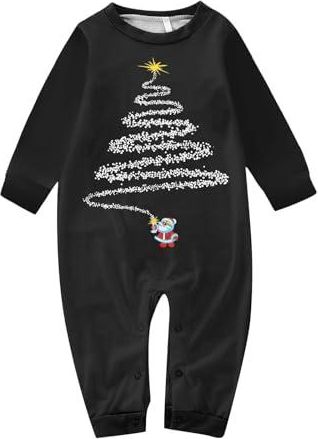 Generic Ensemble de pyjama 2 pi&egrave;ces famille de No&euml;l 2026 automne/hiver imprim&eacute; P&egrave;re No&euml;l &eacute;tincelant haut et pantalon (b&eacute;b&eacute;), Noir, 24M