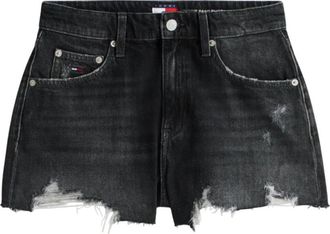 Tommy Jeans Femme, Shorts, Noir, Taille: W27 Short en jean effiloch&eacute; et us&eacute;