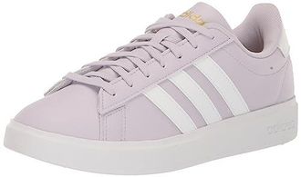 adidas Womens Grant Court 2.0 Sneaker, Silver Dawn/White/Gold Metallic, 7.5