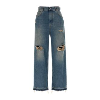 Dolce & Gabbana Jean Large Oversize D&eacute;lav&eacute; - Femme - Jeans - Bleu - Taille: 38 FR