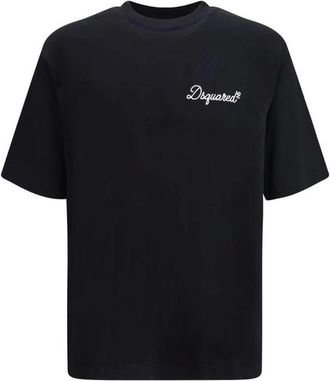 Dsquared2 Homme, Tops, Noir, Taille: M T-shirt ras du cou en coton avec logo imprim&eacute;
