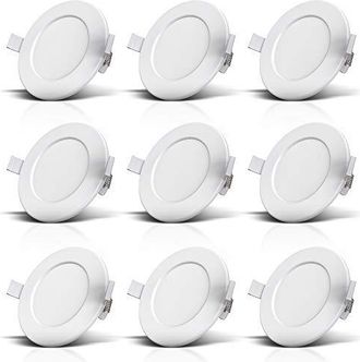 B.K.Licht lot de 9 spots encastrables sp&eacute;ciales salle de bain IP44, prot&eacute;g&eacute;s contre les projections deau, ultra plat, &Oslash;115mm, modules LED 6W, lumi&egrave;re blanche ch