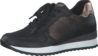 Marco Tozzi Damen Sneaker flach aus Kunstleder zum Schnüren, Schwarz (Black/Copper), 37