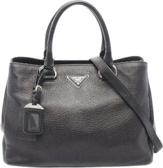 Prada Pre-owned Sac &agrave; main en cuir 2 ways - Femme - Pre-owned - Noir - Taille: ONE Size