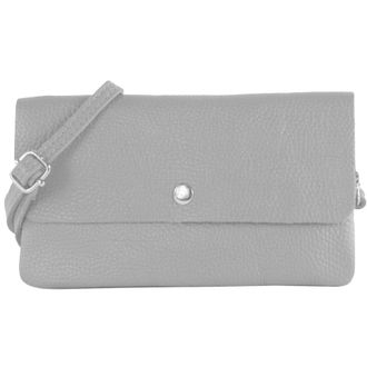 modamoda.de T257 - Echtleder Umh&auml;ngetasche Small made in Italy, Farbe:Telegrau