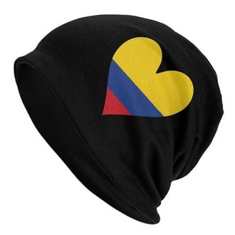 Generic Unisexe Bonnet &Agrave; Revers Coeur du Drapeau De La Colombie Bonnets De Ski Mode Bonnet dhiver Doux Bonnets Tricot&eacute; pour Ski Cyclisme Hiver