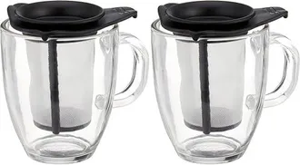 Bodum K11239-01 - Yo-Yo - Set Mug Infuseur Individuel en Verre Tremp&eacute; - Filtre Nylon - 35 cl - Noir (Lot de 2)